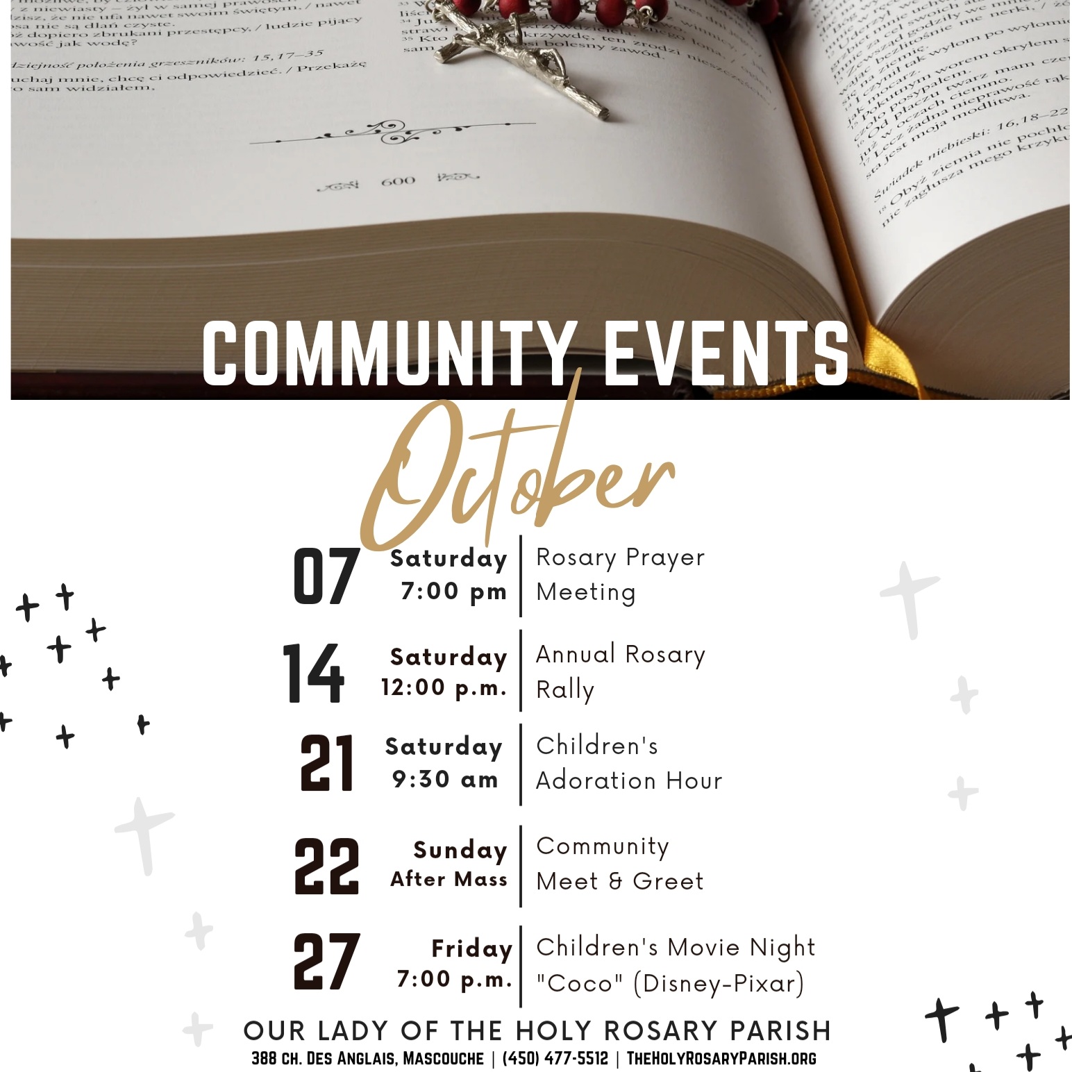 October Community Events – Our Lady of the Holy Rosary Parish